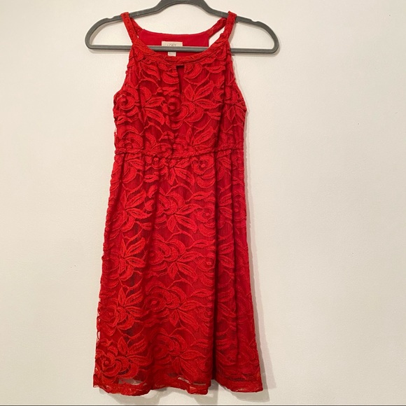 LOFT | Dresses | Loft Red Lace Dress | Poshmark